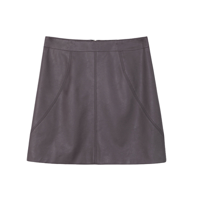 1313短裙街头PU皮半身裙明线装饰