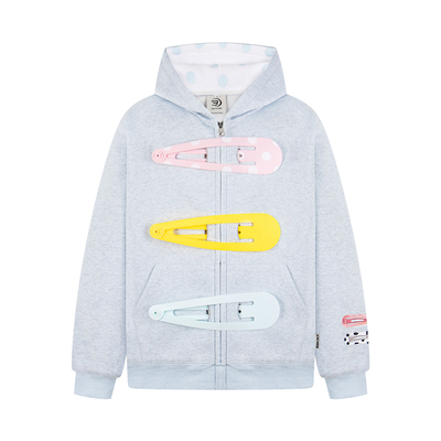 EUEH童趣发夹波点连帽卫衣开衫