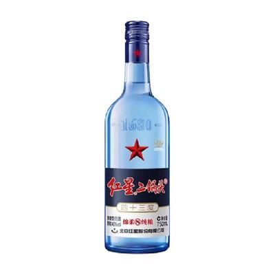 红星二锅头绵柔43度白酒750ml