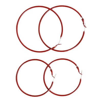 酒红色大圈圈耳环欧美性感夸张