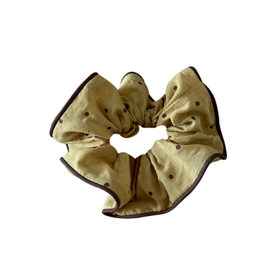 黄色系波点大肠发圈头绳女慵懒风