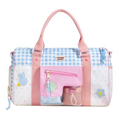 米菲多巴胺撞色大容量旅行袋女