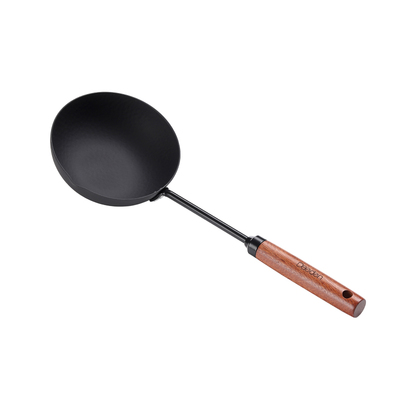 德国Daeden戴德纯铁长柄泼油勺加长防烫精铁汤勺无涂层木手柄小锅