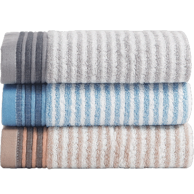 钟牌414彩条生活简易芳雅全棉毛巾3条装 纯棉吸水洗脸巾柔软01244