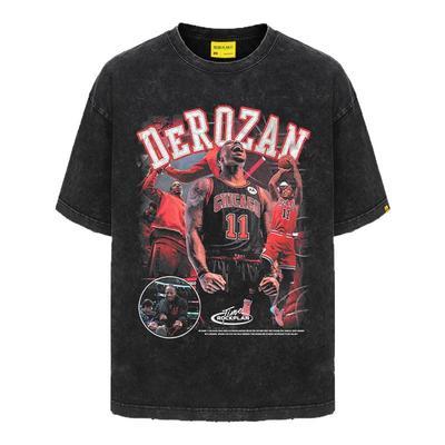 摇滚计划美式球星德罗赞跳投印花短袖T恤纯棉圆领学生篮球衣男