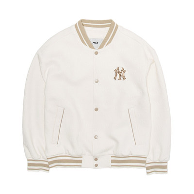 MLB情侣NY暗纹老花棒球服外套