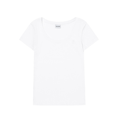 iSaluteU索罗娜凉感亲肤薄荷纸片人U型领短袖修身简约基础百搭T恤