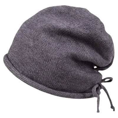 韩系卷边抽绳针织堆堆帽防寒保暖