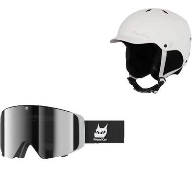 Proudcat骄傲的猫单双板滑雪头盔滑雪眼镜组合滑雪镜套装滑雪装备