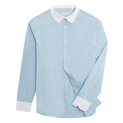 复古衬衫男士长袖纯棉顿领拼