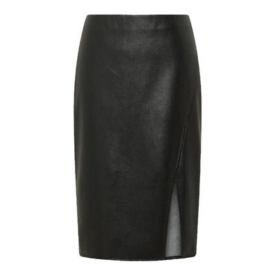 DVF黑色仿皮裙短款半裙