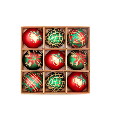 圣诞球6cm9pcs套盒挂件球发光圣