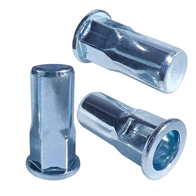 蓝白锌平头六角拉铆螺母拉帽宁鑫