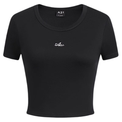 A21女装圆领短袖T恤宽松显瘦简约