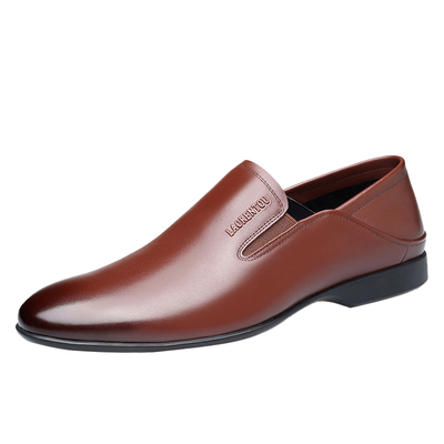 老人头软底休闲皮鞋真皮一脚蹬鞋