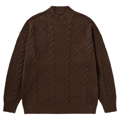 加厚经典老钱风复古绞花毛衣