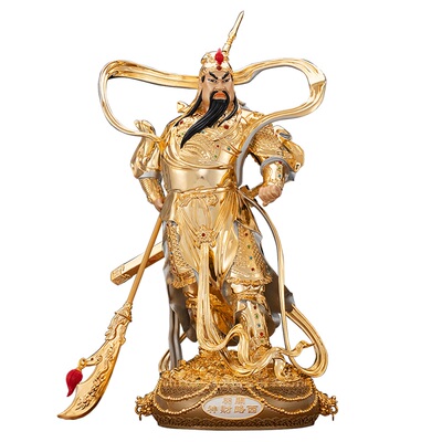 著金家用五路财神摆件黄铜