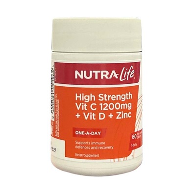 新西兰直邮Nutra-Life纽乐VC1200mg VD+锌60粒多种维生素C锌片维D
