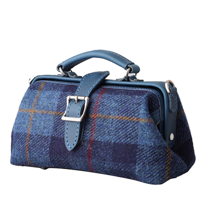 【羊毛拼皮医生包】Harris Tweed 暖到心坎秋冬女士包包蓝色格子