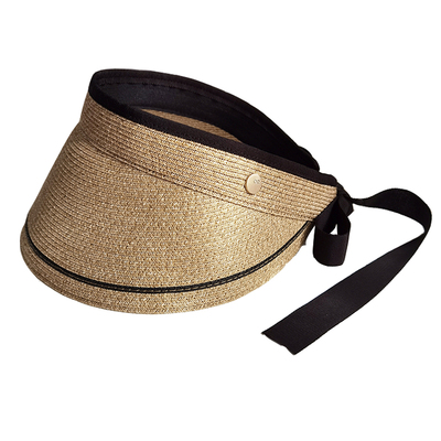 日本新品蝴蝶结草帽出游空顶女夏