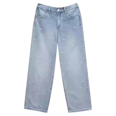 GOLDENBARRY|金和百瑞501149“星珠辰辰”韩系钉珠阔腿牛仔裤