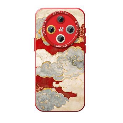 国风红霞金祥云适用oppofindx9手机壳findx8Ultra高级感7pro新款6新年红色5全包硅胶4过年3纹路OPPO防摔s十+