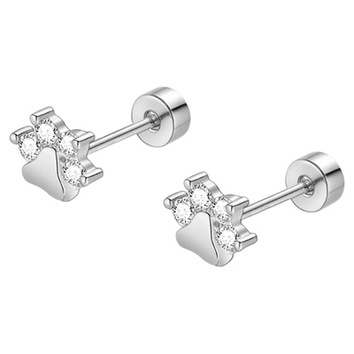 医用钛钢猫爪耳钉女养耳洞防掉款