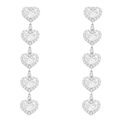 cx锆石精致爱心排钻锆石银针耳饰