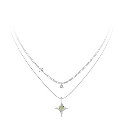 GOOGMO微光系列双层叠戴项链女2025年新款十字星芒锁骨链百搭颈链