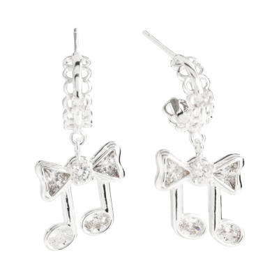 Esakoochi银色甜酷风个性音符耳环