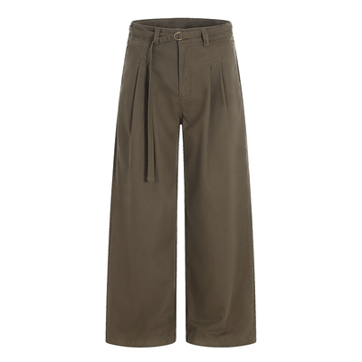 Casoulty绑带工装水洗微阔直筒裤