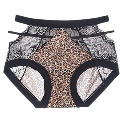 UFEEL豹纹性感蕾丝纯欲内裤女薄款10A抗菌纯棉底裆三角裤2553