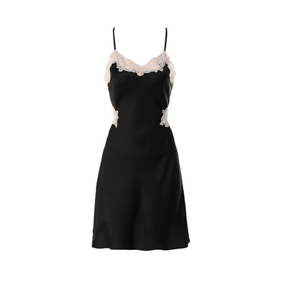 DPLAYSWEET性感美背缎面蕾丝吊带睡裙法式轻奢纯欲风睡衣2025冬季