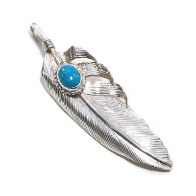 手作原矿绿松石羽毛吊坠