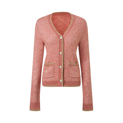 【SGPR】樱花粉色毛针织衫2026春季新款针织开衫外套长袖V领毛衣