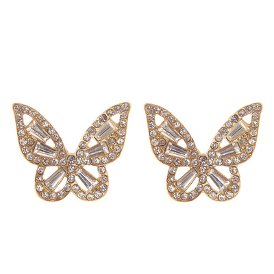 小众贩卖焦虑水晶蝴蝶镂空耳钉
