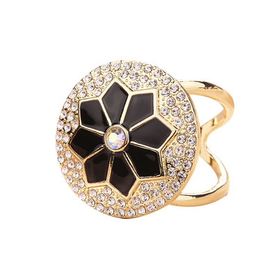 高级珐琅黑色朵兰花丝巾扣环百搭