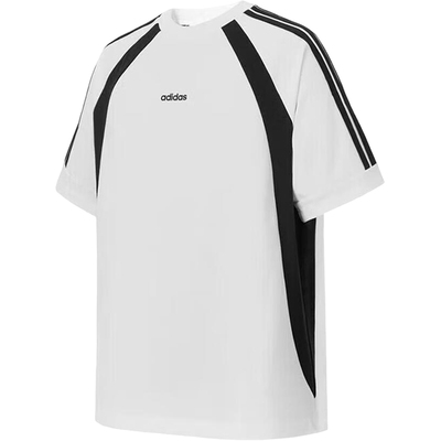 Adidas/阿迪达斯正品2025夏季款男士经典拼接宽松透气短袖KB8558