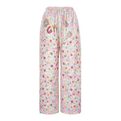 TCH2025冬季新款烫钻慵懒风花色加绒高腰阔腿休闲裤女T75D20E1238