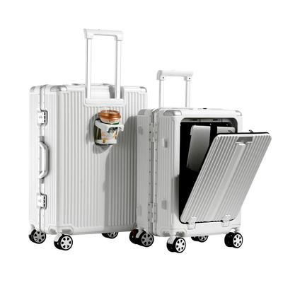 广州军刀铝框万向轮前开口行李箱