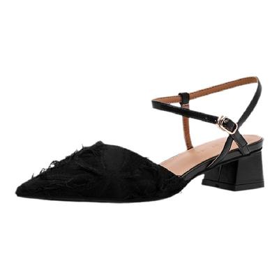 仙女风2022年夏季中跟包头凉鞋