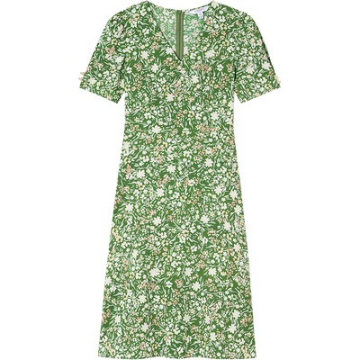 LKBENNET绿碎花收腰显瘦茶歇裙