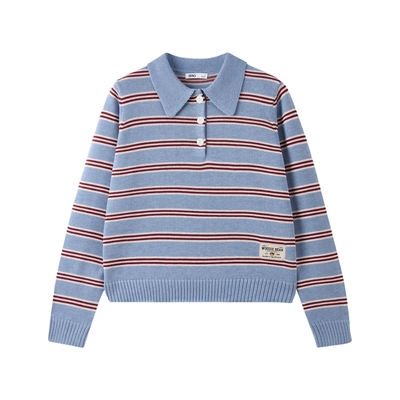 SPAO条纹Polo领针织毛衣