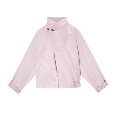 AsGony荡领披肩哈林顿飞行夹克