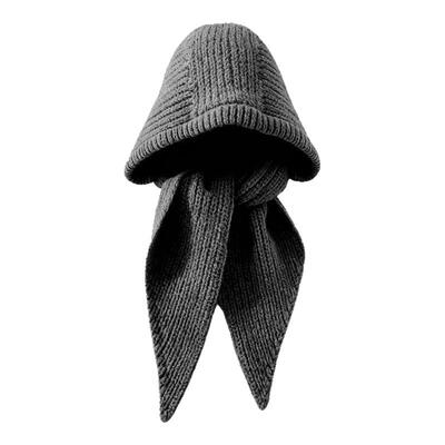 MINISO名创优品红色帽子围巾一体保暖针织帽女冬季巴拉克拉法帽