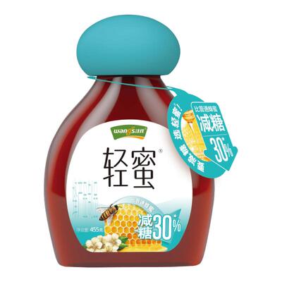 汪氏蜂蜜轻蜜455g减糖30%纯正天然挤压瓶蜜糖百花蜜旗舰店
