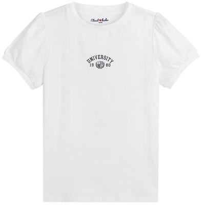 elandkids女童印花圆领短袖T恤