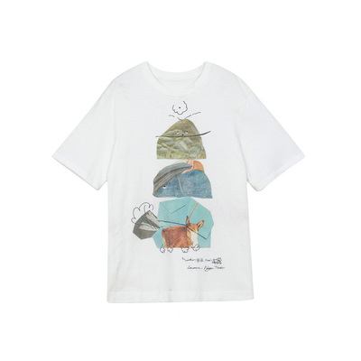 谜底短袖T恤女冬新品百搭趣味绣花白T磨毛纯棉上衣244MT1570