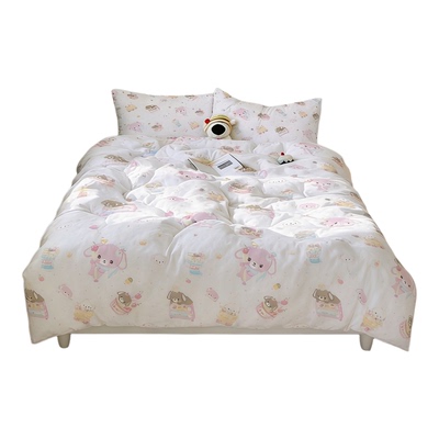 甜点兔秋冬被套加绒加厚四件套