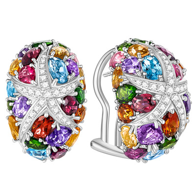 ENZO18K金多彩宝石钻石耳环